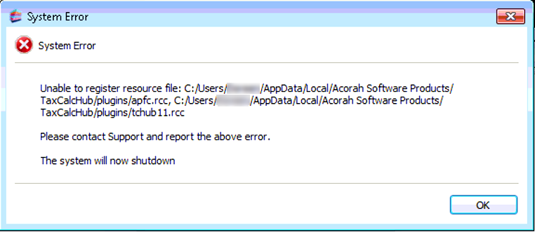 Unable To Register Resource File Error When Updating Taxcalc Knowledge Base Taxcalc